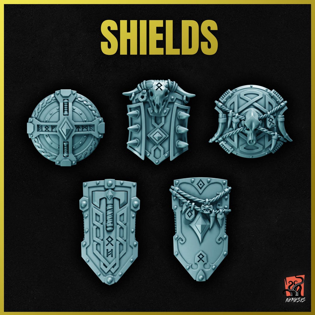 3D PRINTED Nordic Space Shield Runic Decoration Armor Combat Melee Wolf ...