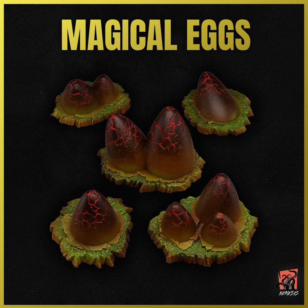 3D Printed Black Dragon Eggs, Toxic Poison Fantasy Dungeon Creature ...