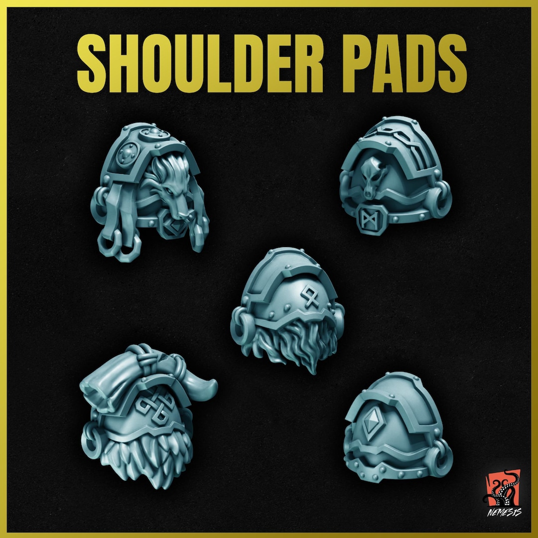 3D PRINTED Runic Shoulder Pad Wild Soldier Futuristic Armor Piece Fang ...