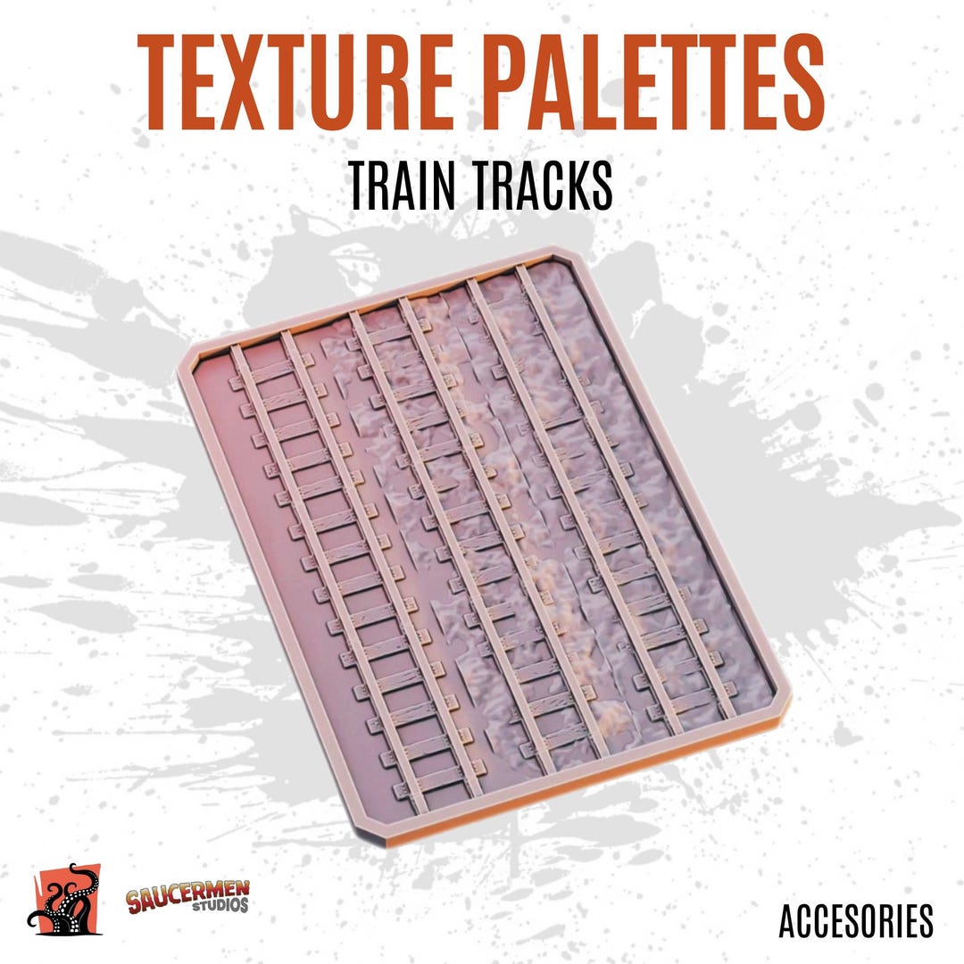 3D Printed Textured Palette Rusty Train Track Scrap Metal Tram Rail ...