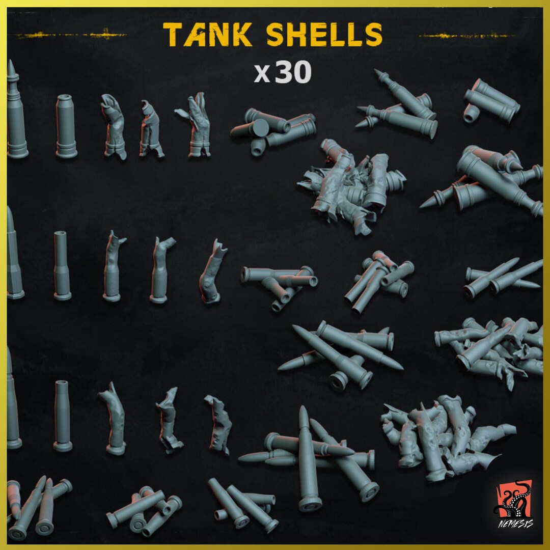 3D PRINTED Ammunition Bullets Explosives Tank Cannon Battlefield ...