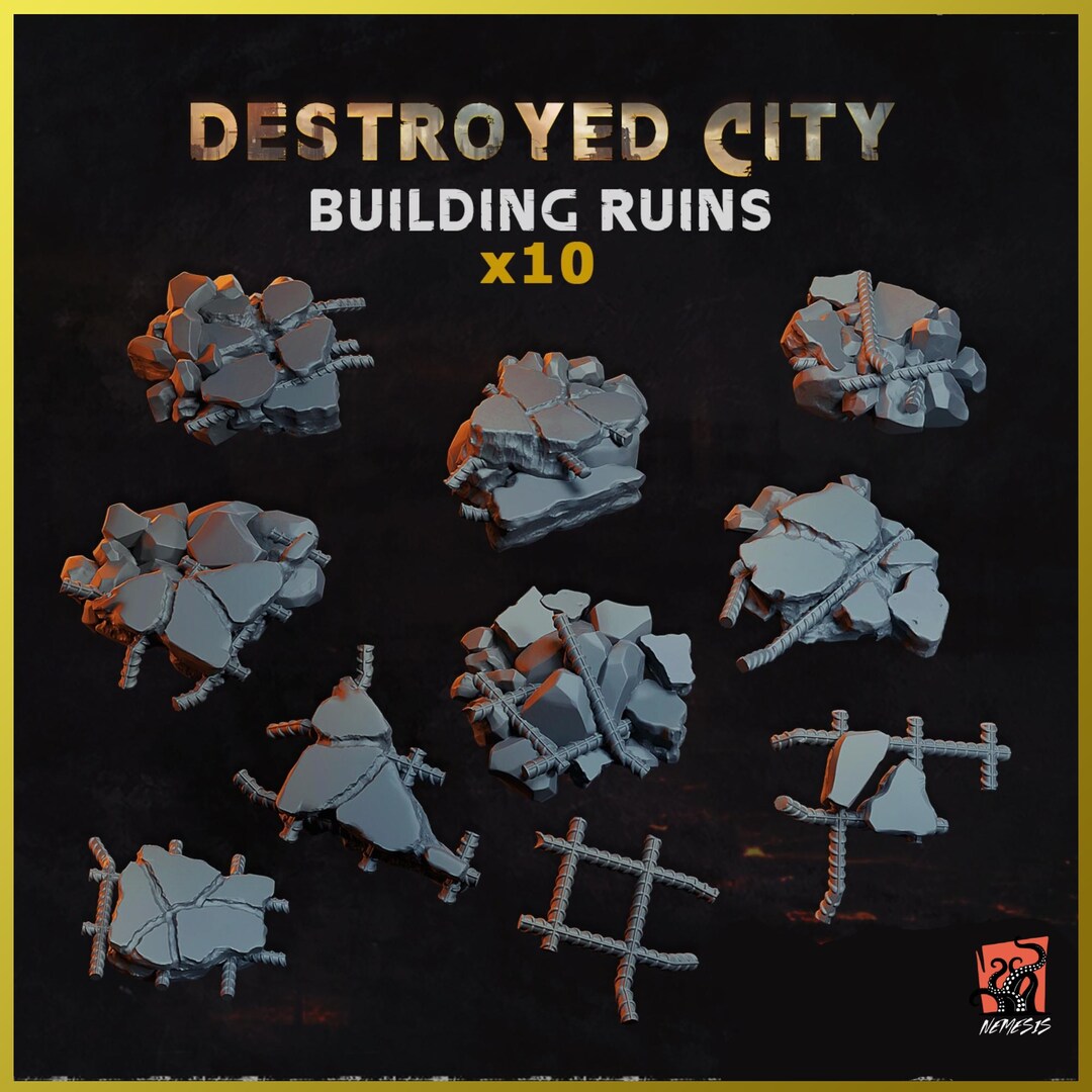 3D PRINTED Urban Rubble City Ruins to Customize Base and Diorama With ...