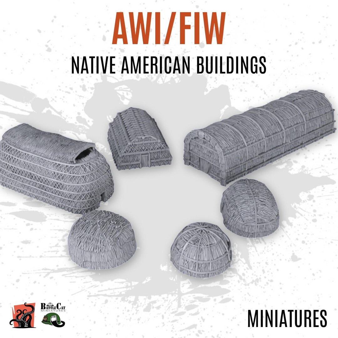 3D PRINTED Native American Buildings Huts American Revolutionary War ...