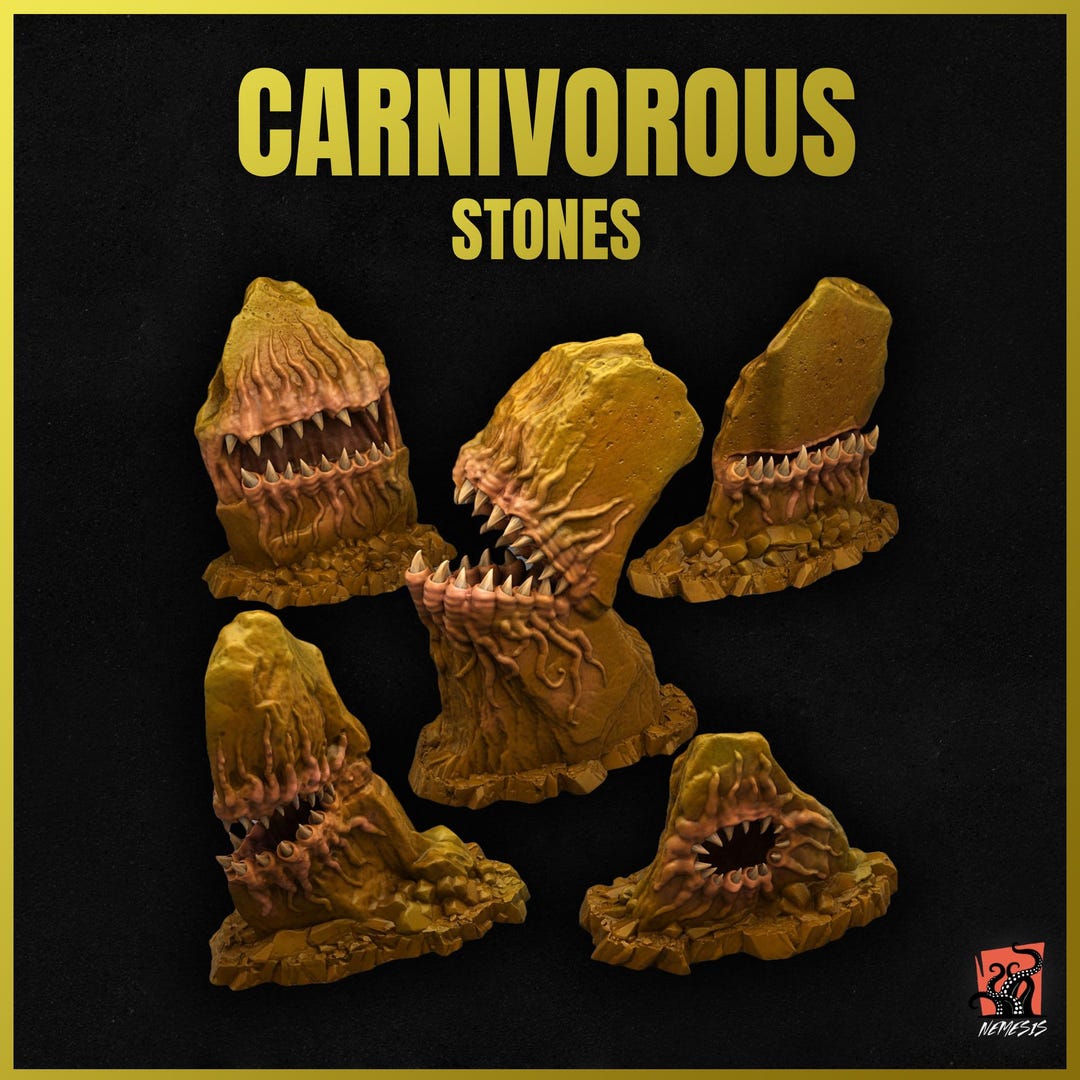3D PRINTED Corrupted Rock Creature Stone Carnivorous Trap Teeth Cave ...