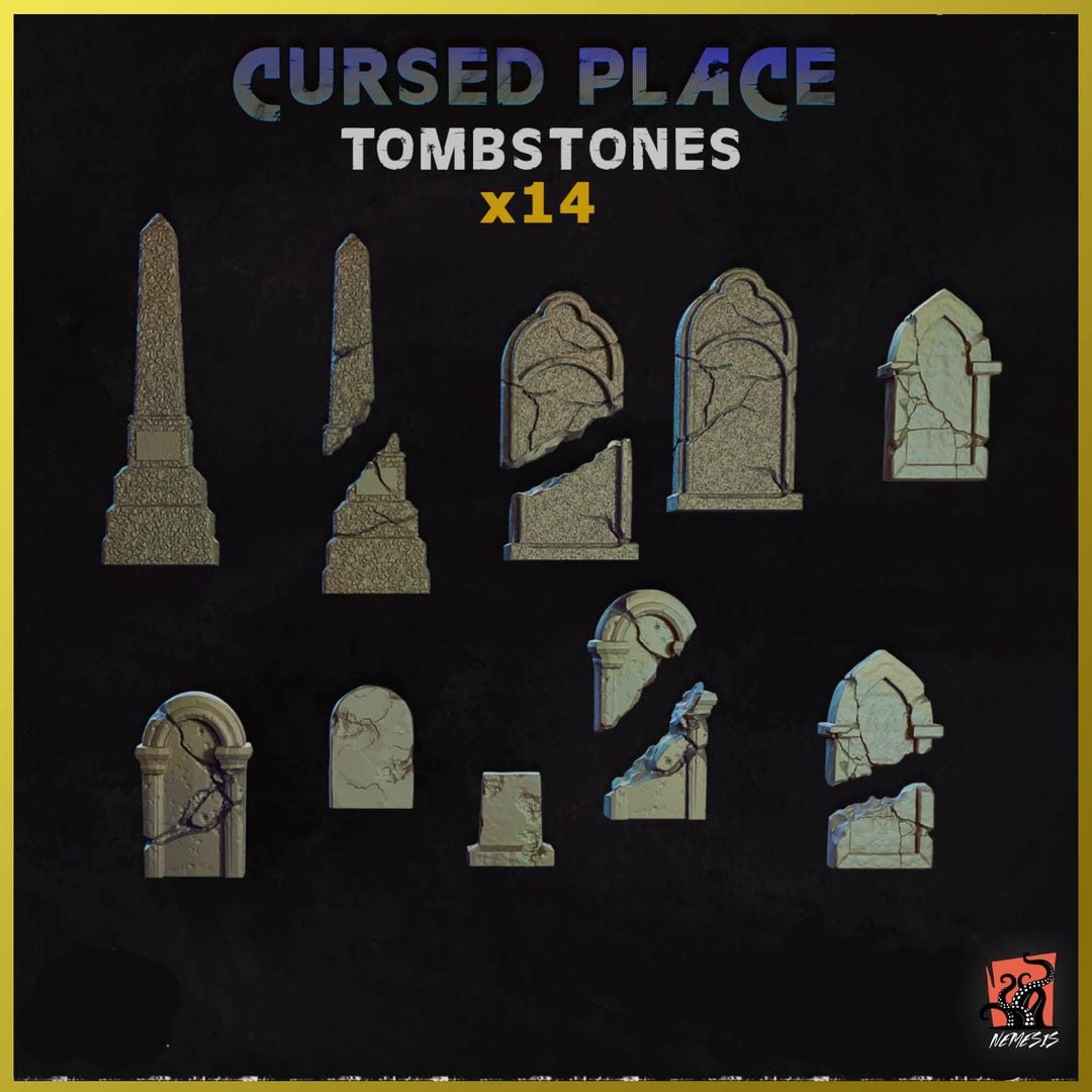 3D PRINTED Broken Tombstone Abandoned Graveyard Cursed Sacred Rest ...