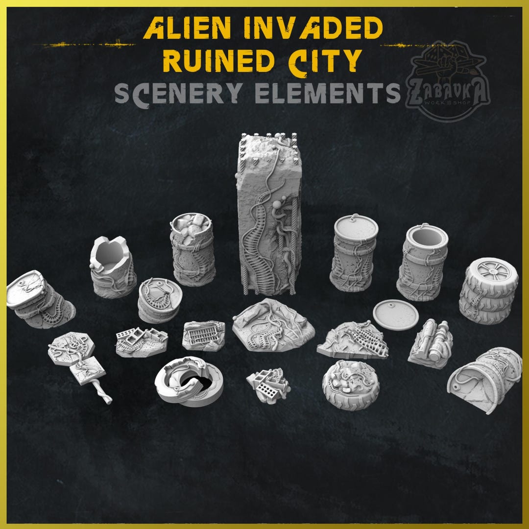 3D PRINTED Ruins of City Destroyed After Alien Invasion Battle ...