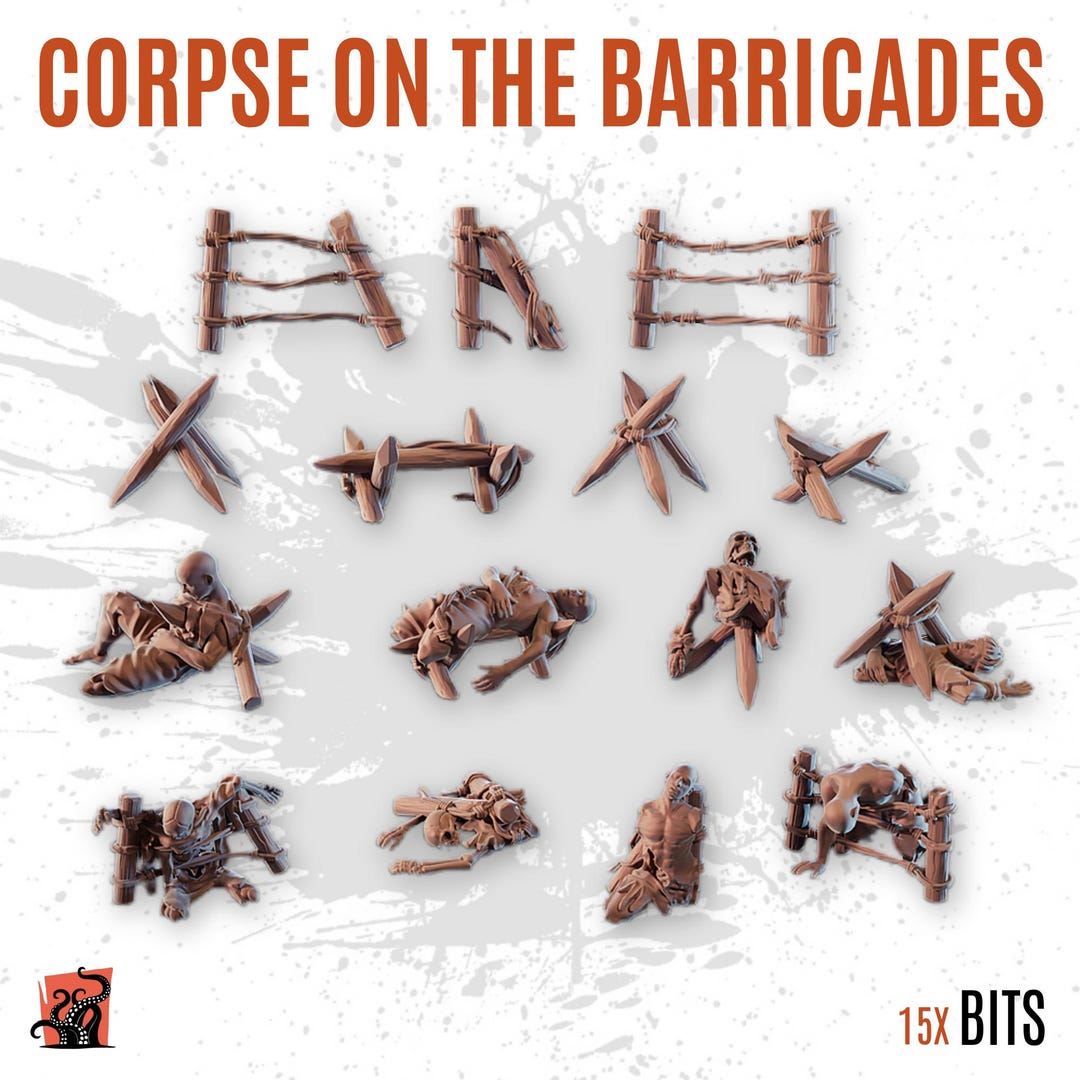 3D PRINTED Cadáveres cuerpo gore barricadas sangre hueso y muerte ...