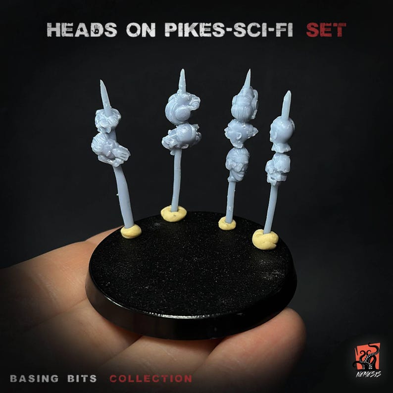 3D PRINTED Futuristic Head Impaled Cyber Spike Stake Death Customize ...