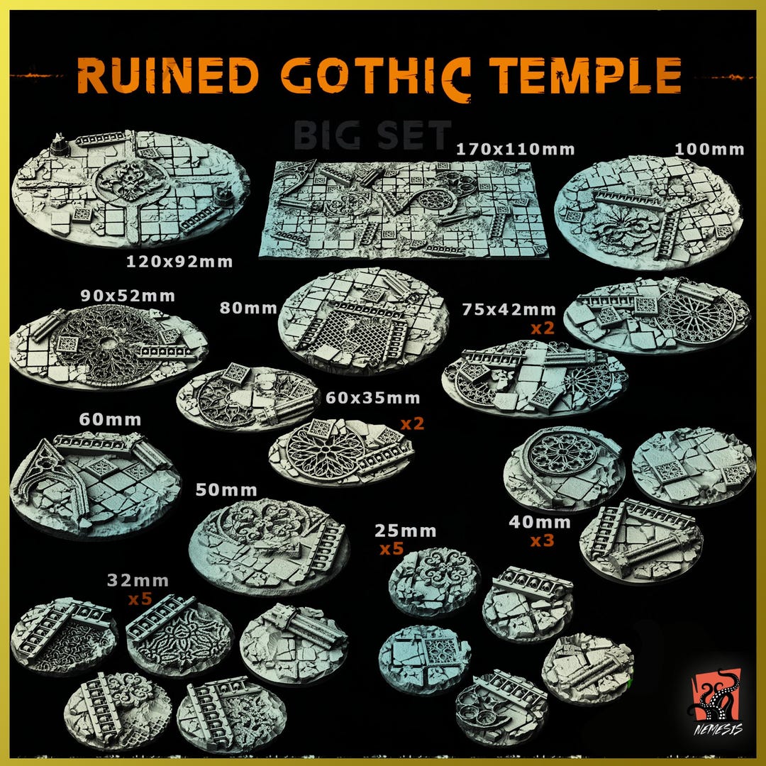 3D Printed Ruins of a Gothic Temple, Destroyed Cathedral, Military ...