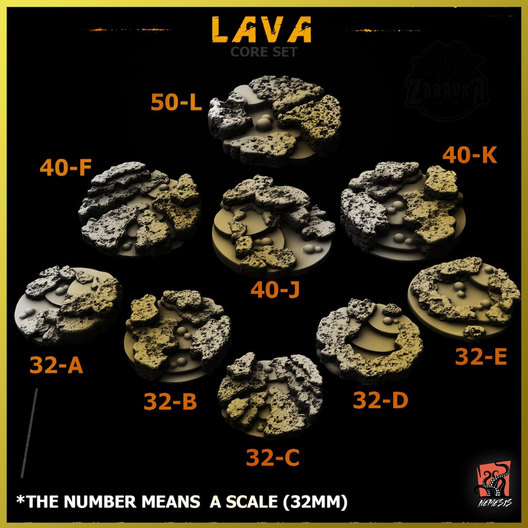 Buy 3D PRINTED Volcanic Rock Lava Ash Stone Burnt Fire Custom Bases and ...