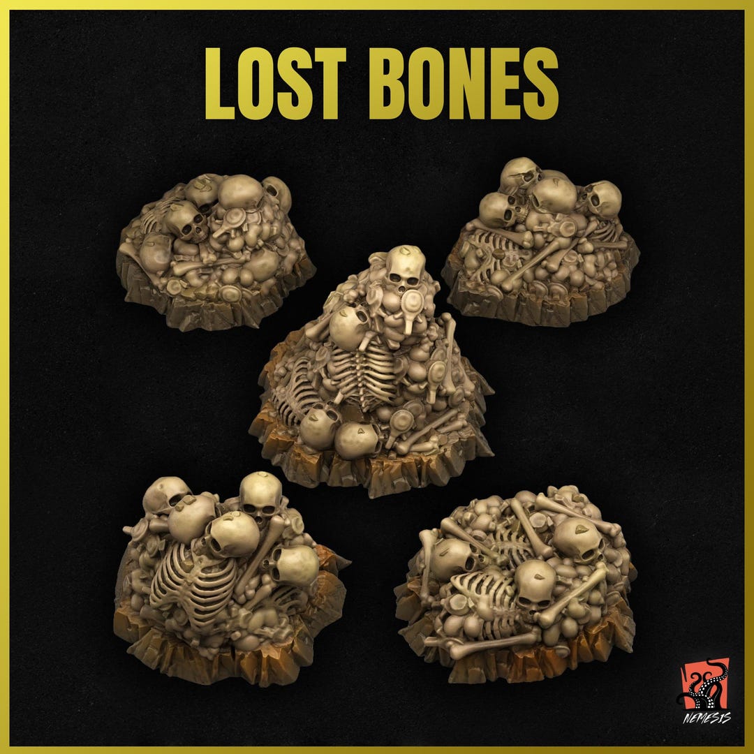 3D PRINTED Pile of Buried Bones Catacomb Ossuary Dungeon Fossil Remains ...