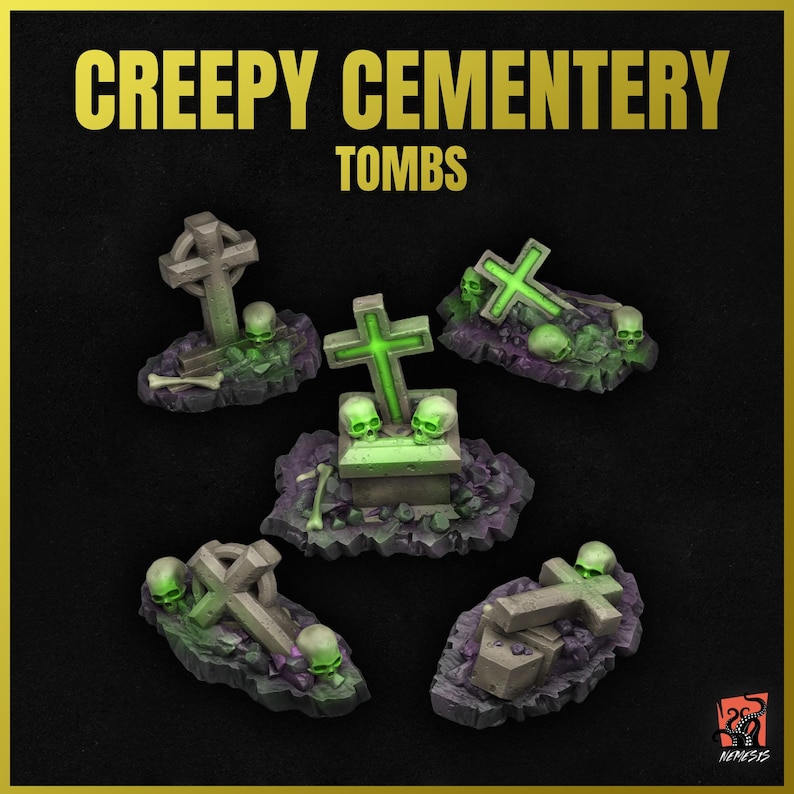 3D PRINTED Ruins Cemetery Mausoleum Sinister Tombstones Graves Undead ...