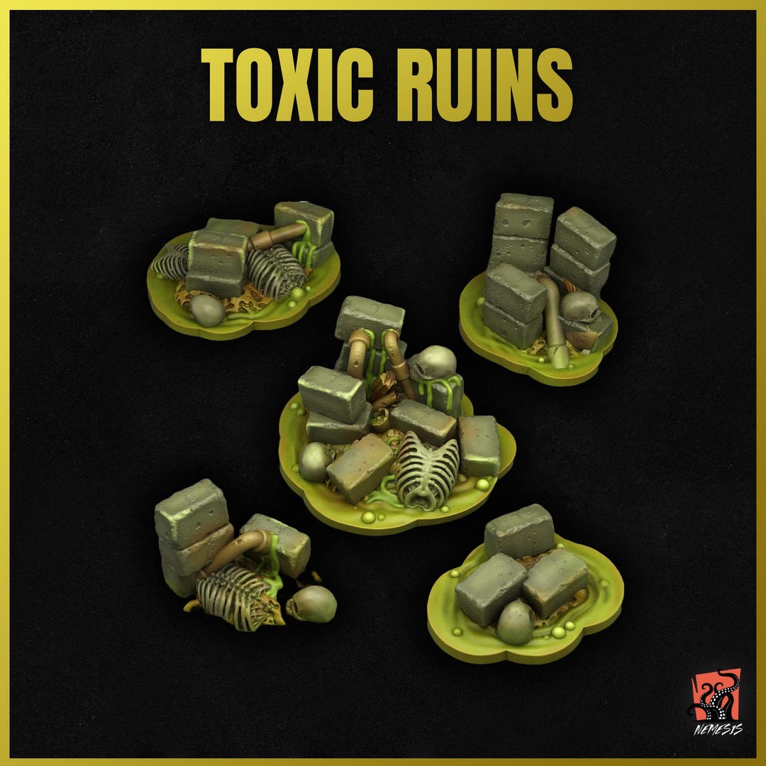 3D PRINTED Toxic Factory Ruins Acid Sewers Skeletons and Skulls Bits ...
