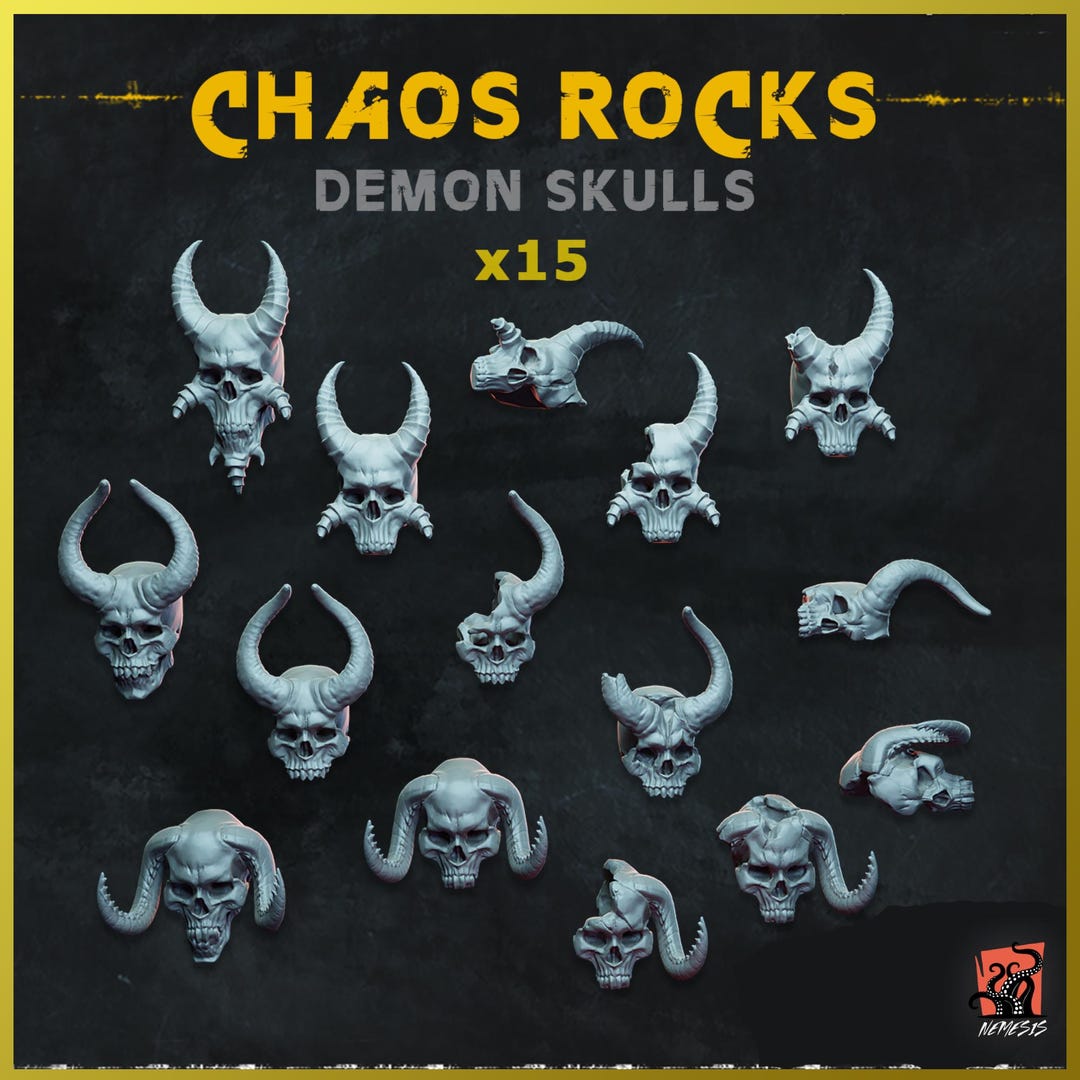 3D PRINTED Gore Horned Demon Skull for Customizing Bases and Dioramas ...