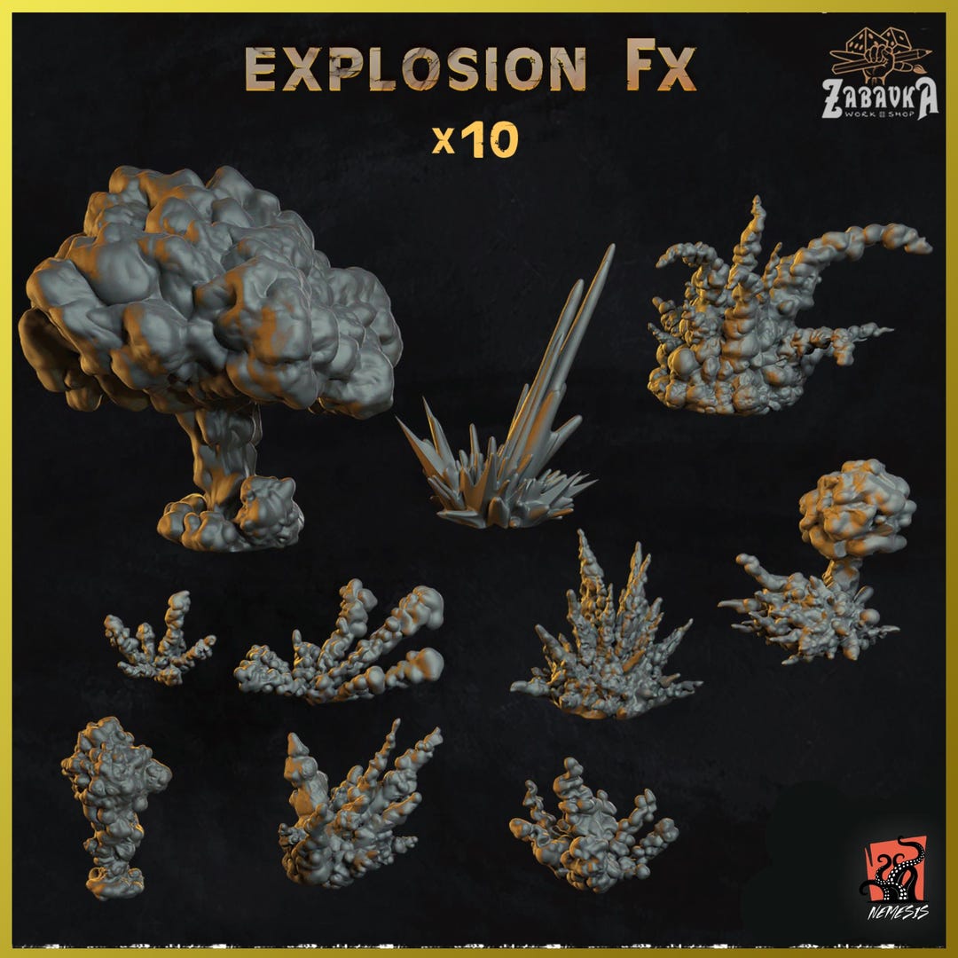 3D PRINTED Explosion Effect FX Shot Bomb Battle Combat Customize Base ...