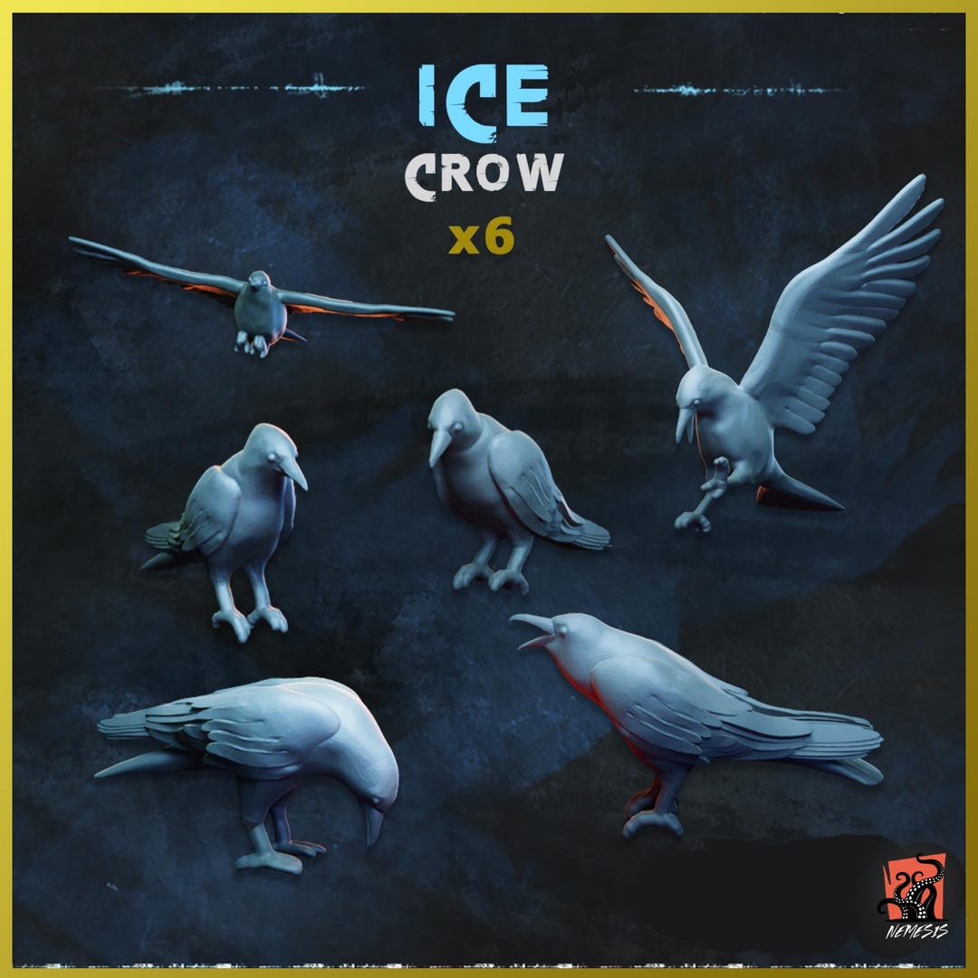 3D PRINTED Raven on Gore Corpse or Wizard Bird Familiar Custom Bases ...