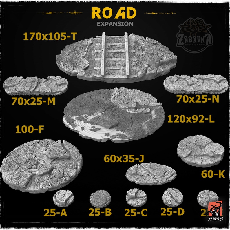 3D Printed Post-apocalyptic Road Cracked Broken Cement Custom Bases and ...
