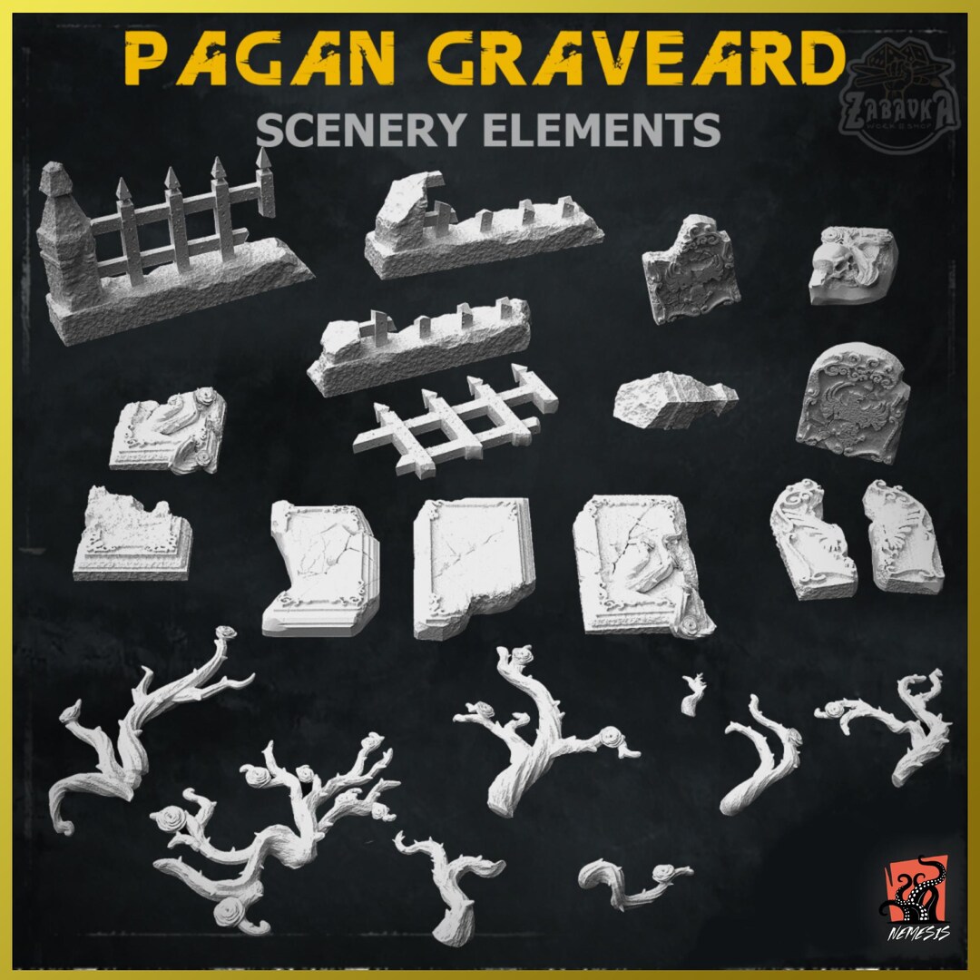 3D PRINTED Graveyard Creepy Gravestone Fence Ghost Zombie Vampire ...
