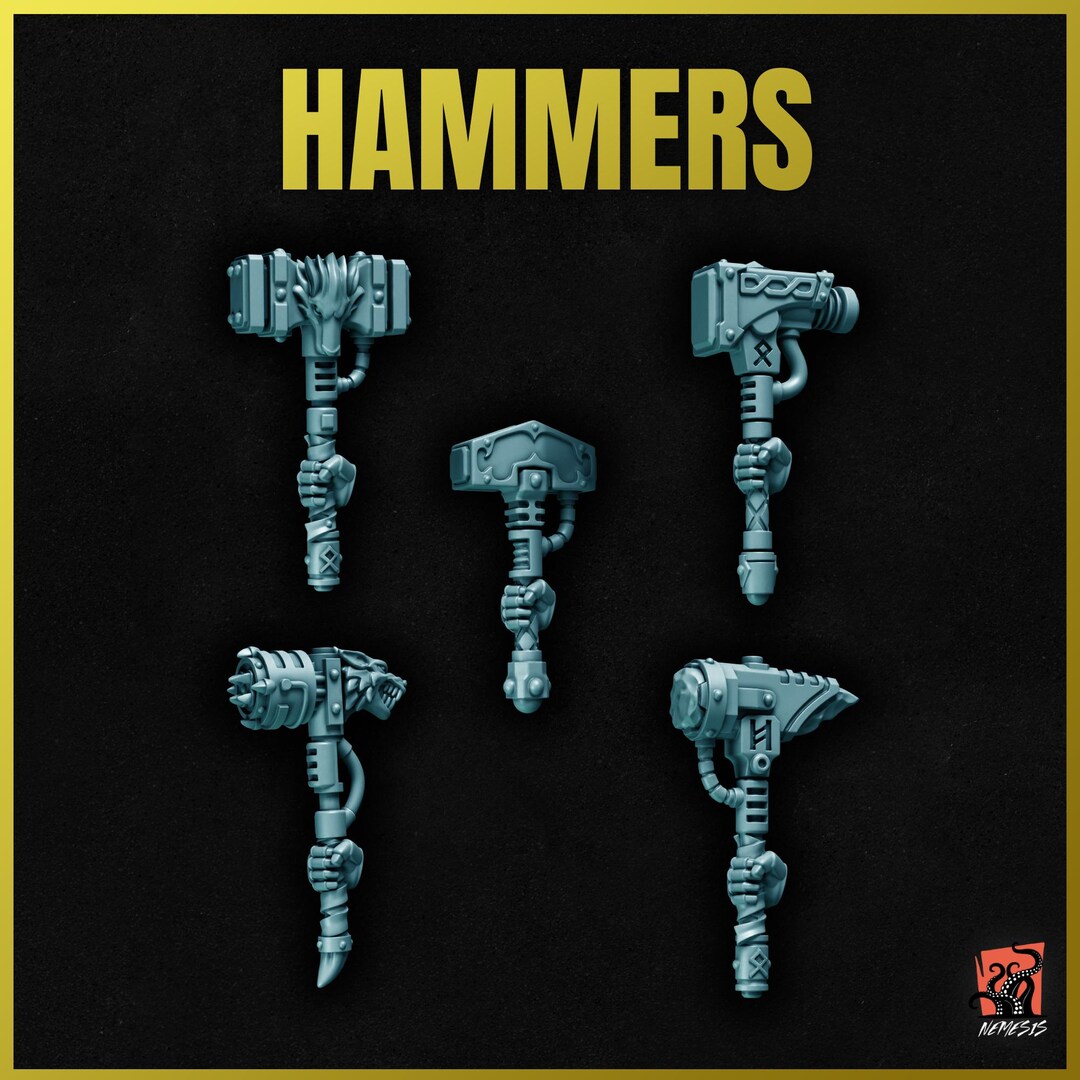 3D PRINTED Savage Hammer Tribal Runic Decoration Weapon Symbol Wolf ...