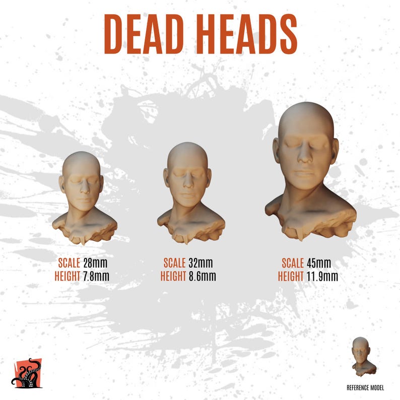 3D PRINTED Severed Heads Gore Zombie Apocalypse Undead Customize Base ...