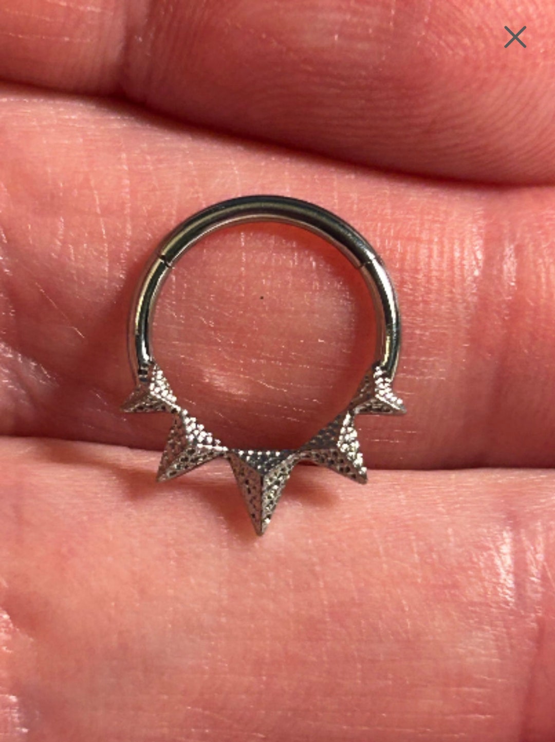 Hammered Spike Hinged Clicker Ring Medical Grade Titanium Septum or ...