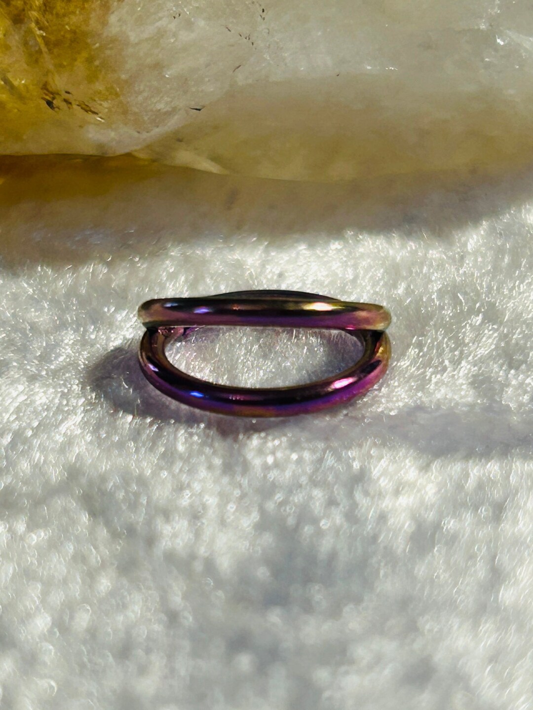 Purple & Gold Anodised Titanium Hinged Ring Double Band Design ...