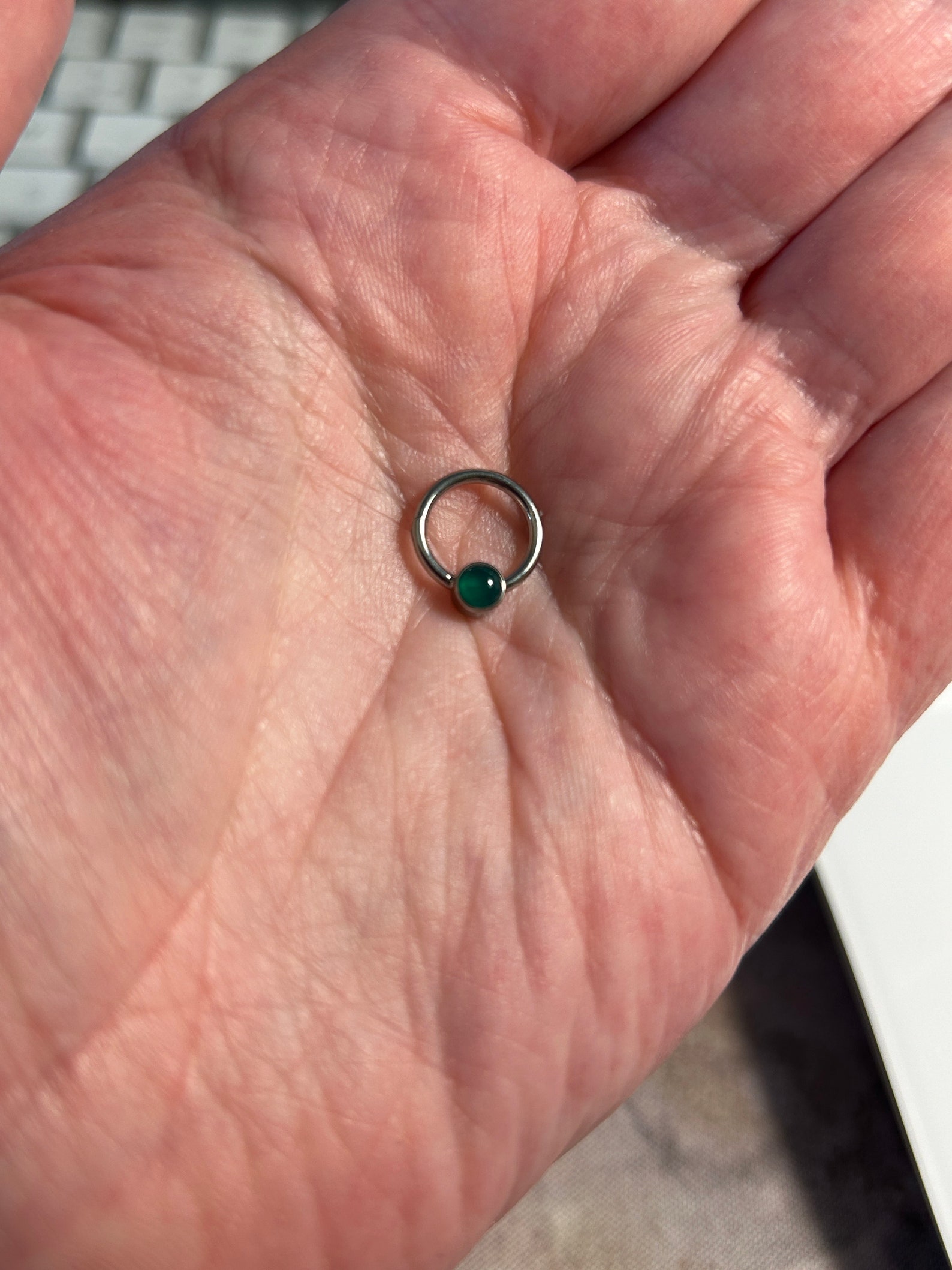 Medical Grade Titanium Hinged Septum Ring: Jade Bezel (16G) - Etsy