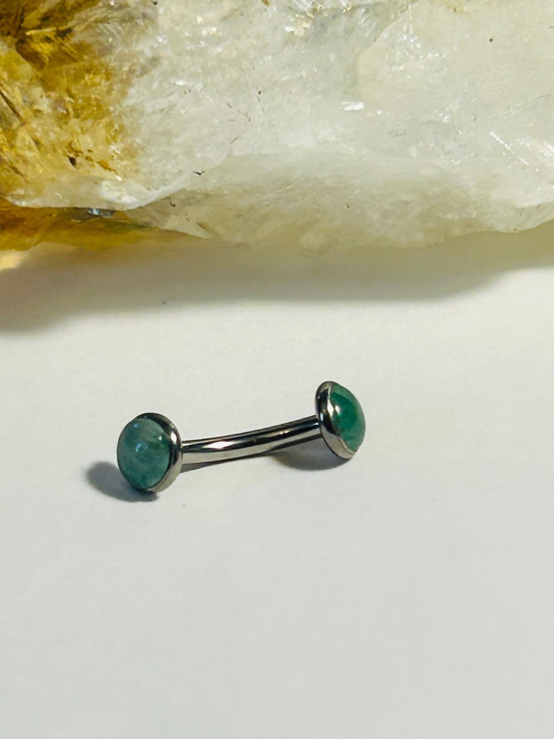 Medical Grade Titanium Curved Barbell: Jade Stone Bezel (16G) - Etsy