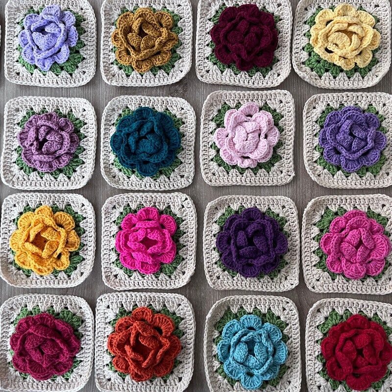 Rose Granny Square Pattern - Etsy