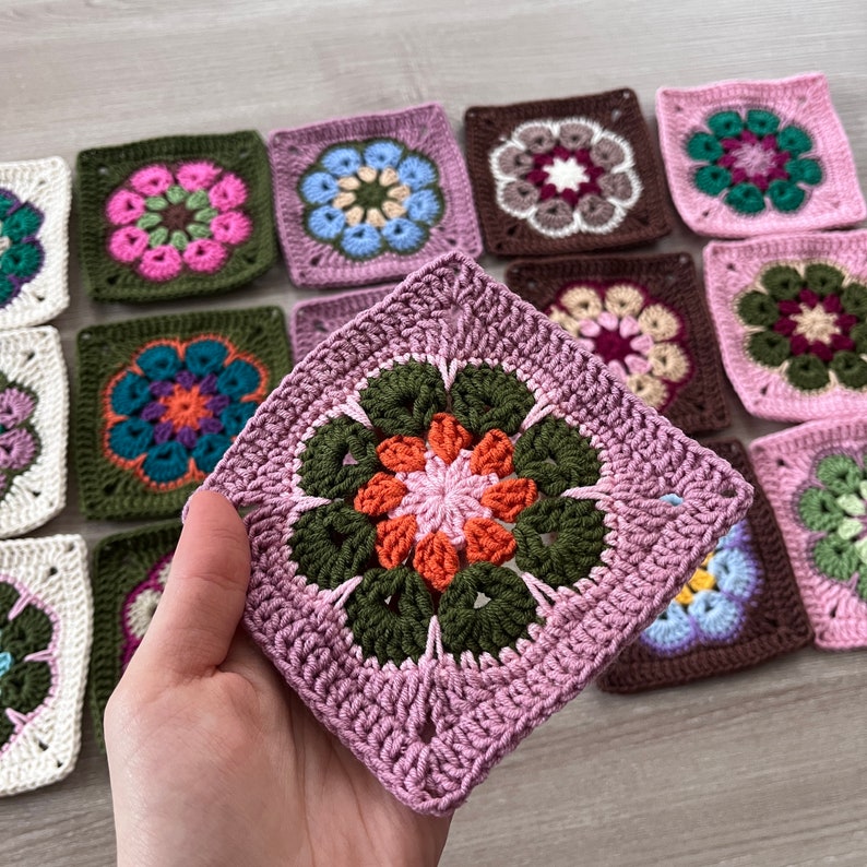 Set of 15 Afghan Granny Square Kit, Premade Crocheted Granny Squares ...