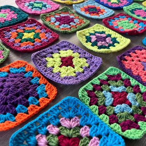 Set of 24 Granny Square Set, Premade Neon Granny Squares, Crochet ...