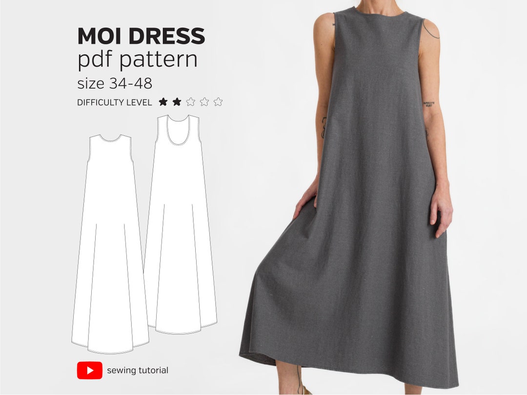 Sleeveless Long Easy-fit Dress With Close Neck for Women Size 34-48 MOI ...