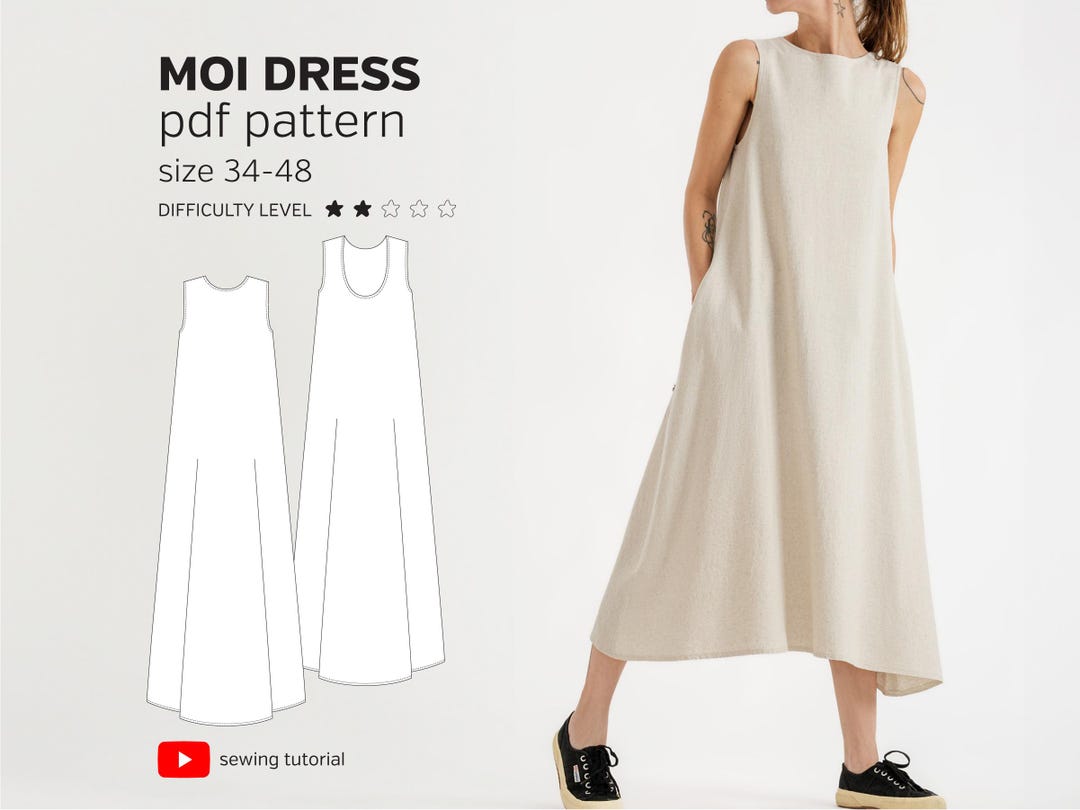 Sleeveless Long Easy-fit Dress With Close Neck | for Women Size 34-48 ...