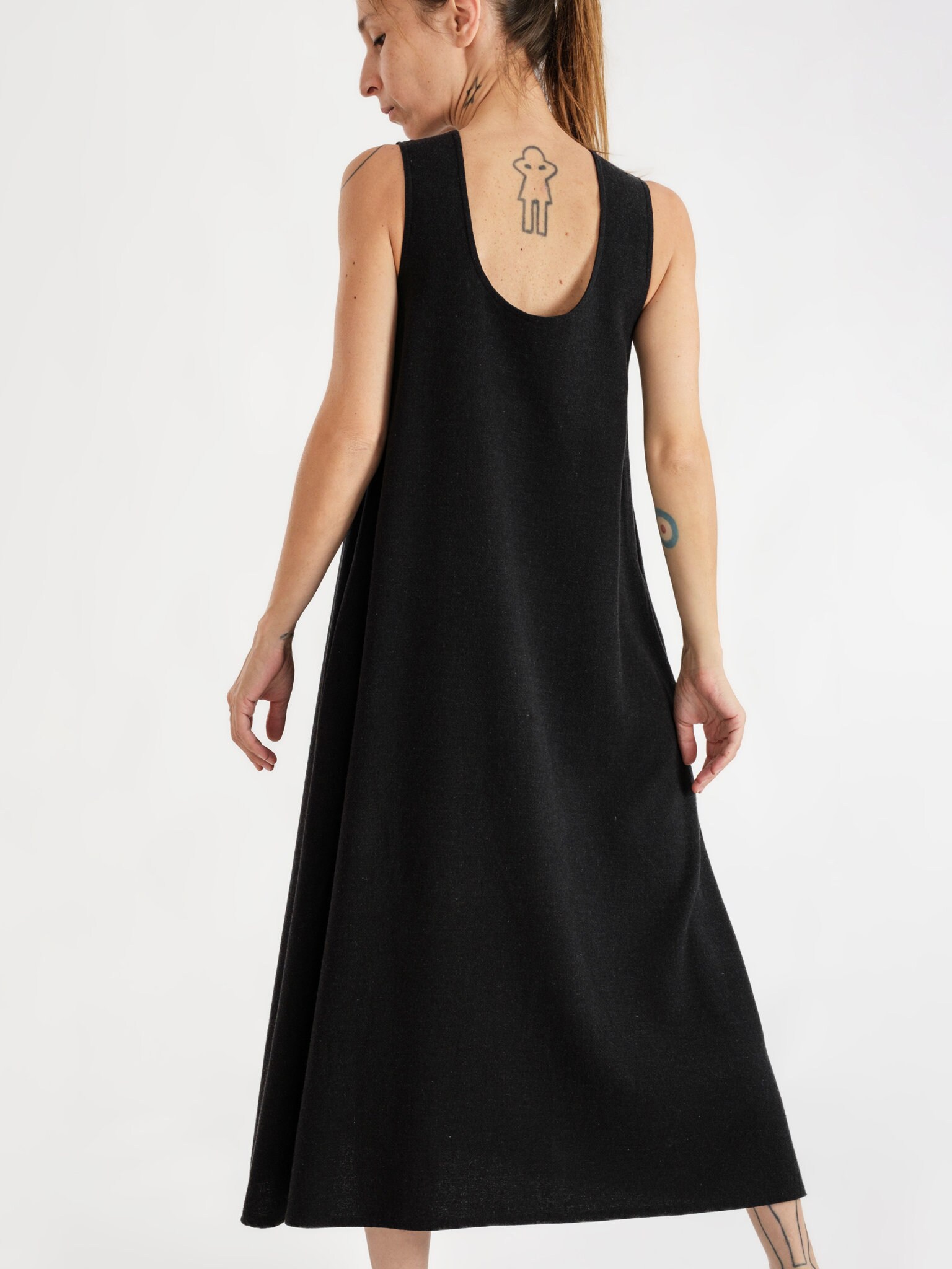 Sleeveless Long Easy-fit Dress With Close Neck | for Women Size 34-48 ...