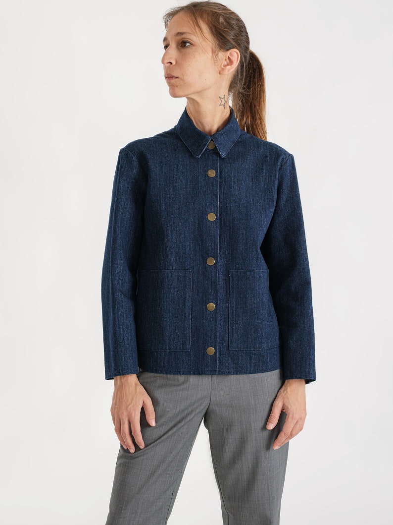 Boxy Cut Denim Jacket With Patch Pockets for Women Size 34-46 DEN ...