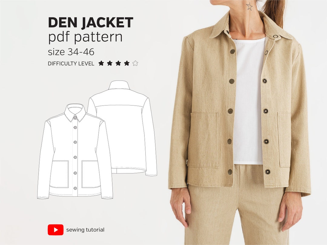 Boxy Cut Denim Jacket With Patch Pockets | for Women Size 34-46 | DEN ...