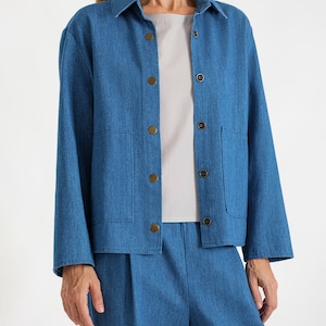 Boxy Cut Denim Jacket With Patch Pockets | for Women Size 34-46 | DEN ...