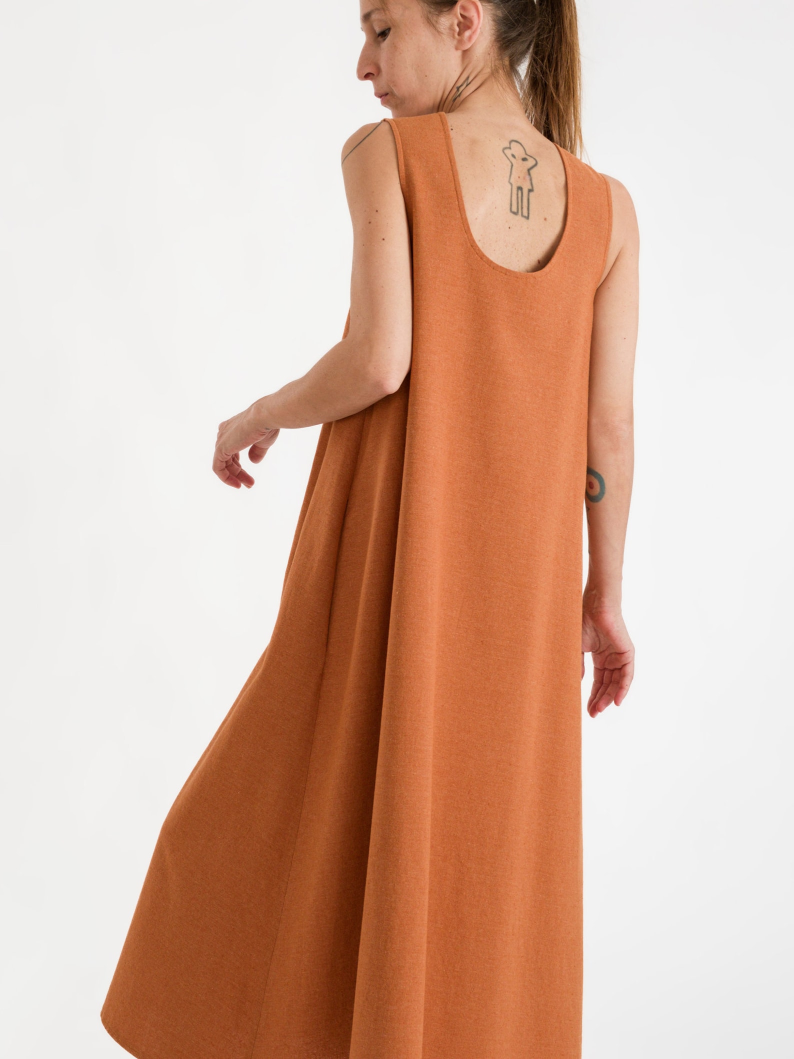 Sleeveless Long Easy-fit Dress With Close Neck | for Women Size 34-48 ...