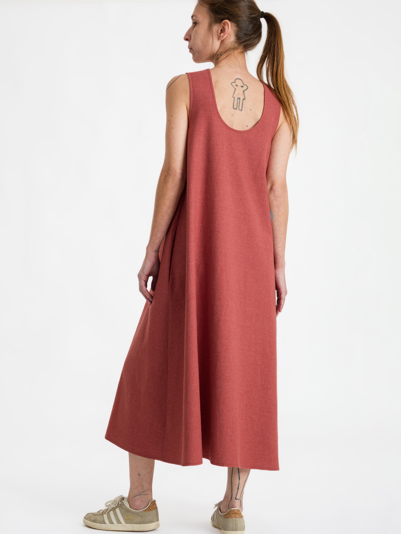 Sleeveless Long Easy-fit Dress With Close Neck for Women Size 34-48 MOI ...