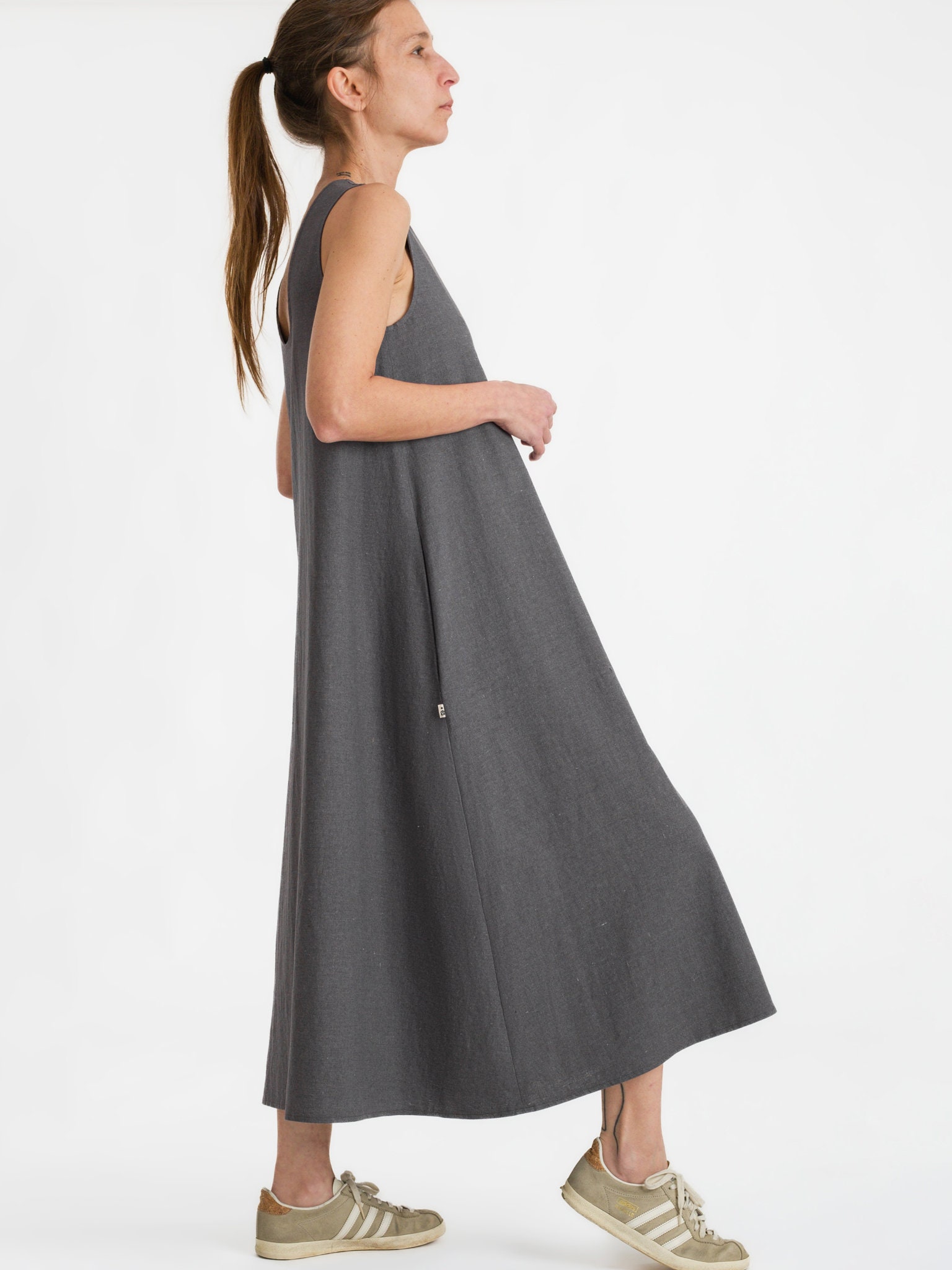 Sleeveless Long Easy-fit Dress With Close Neck | for Women Size 34-48 ...