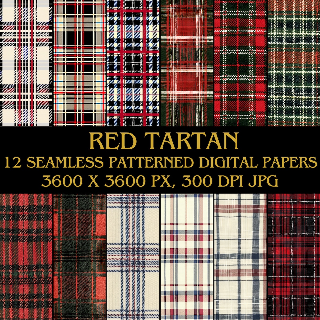 Tartan Pattern Digital Paper, JPG, 12 Patterns, Scottish Plaid Pattern ...
