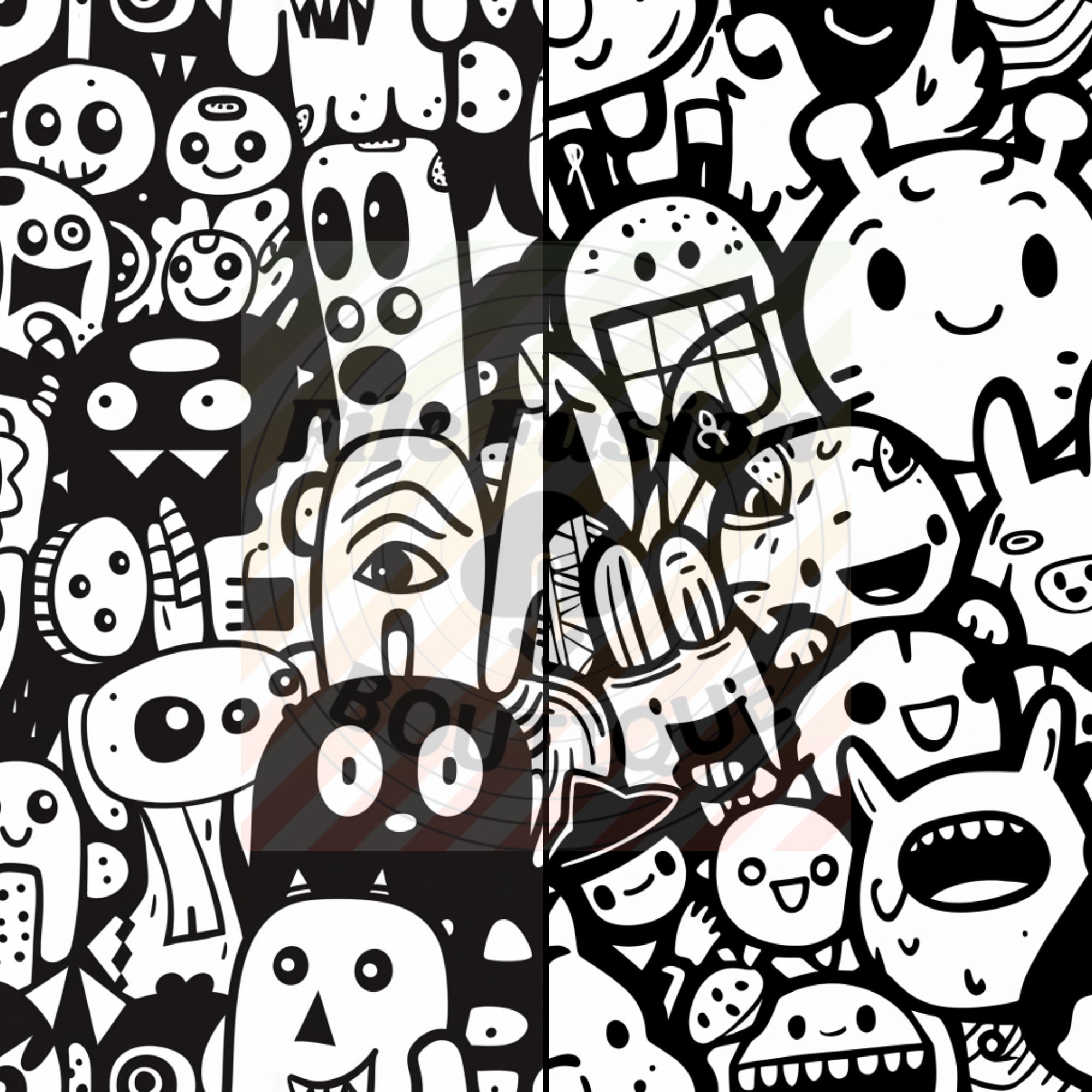 Black and White Doodles Digital Paper, JPG, 12 Patterns, Doodles ...