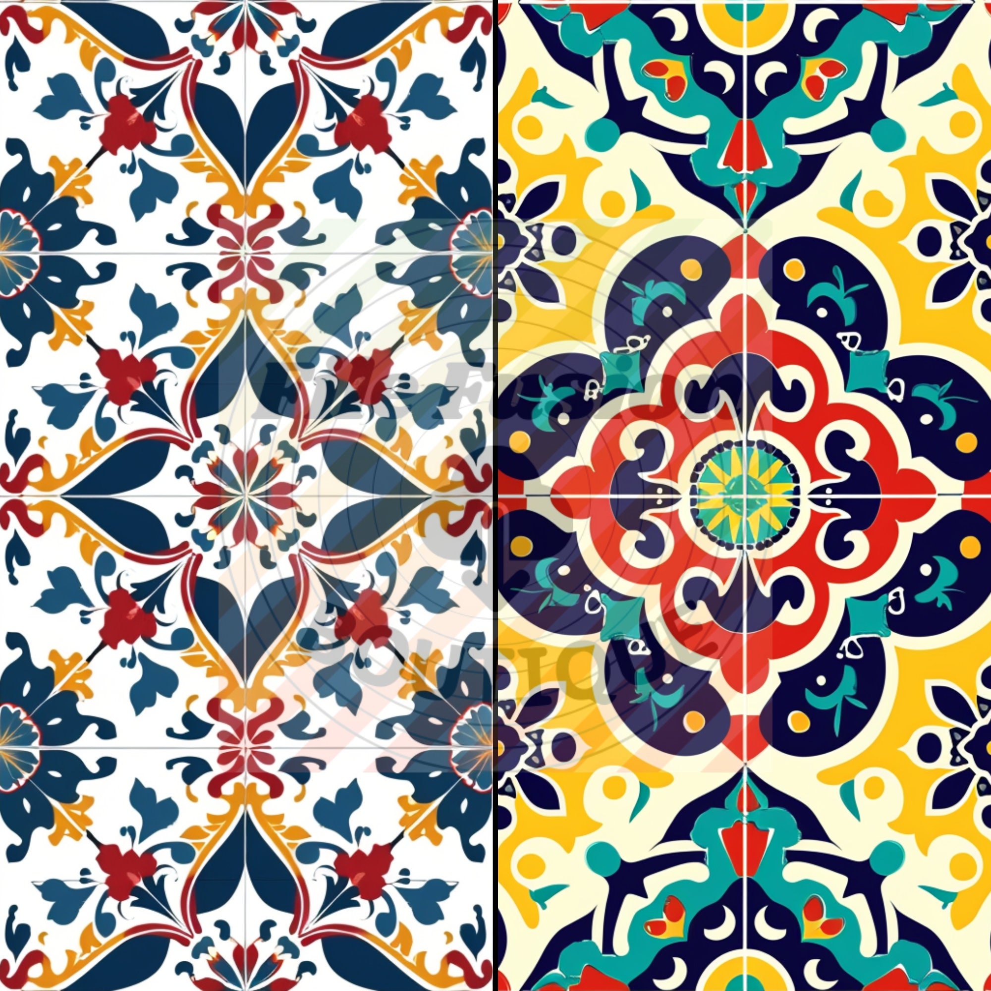 Azulejo Digital Paper, JPG, 12 Patterns, Mosaic Pattern, Mosaic Digital ...