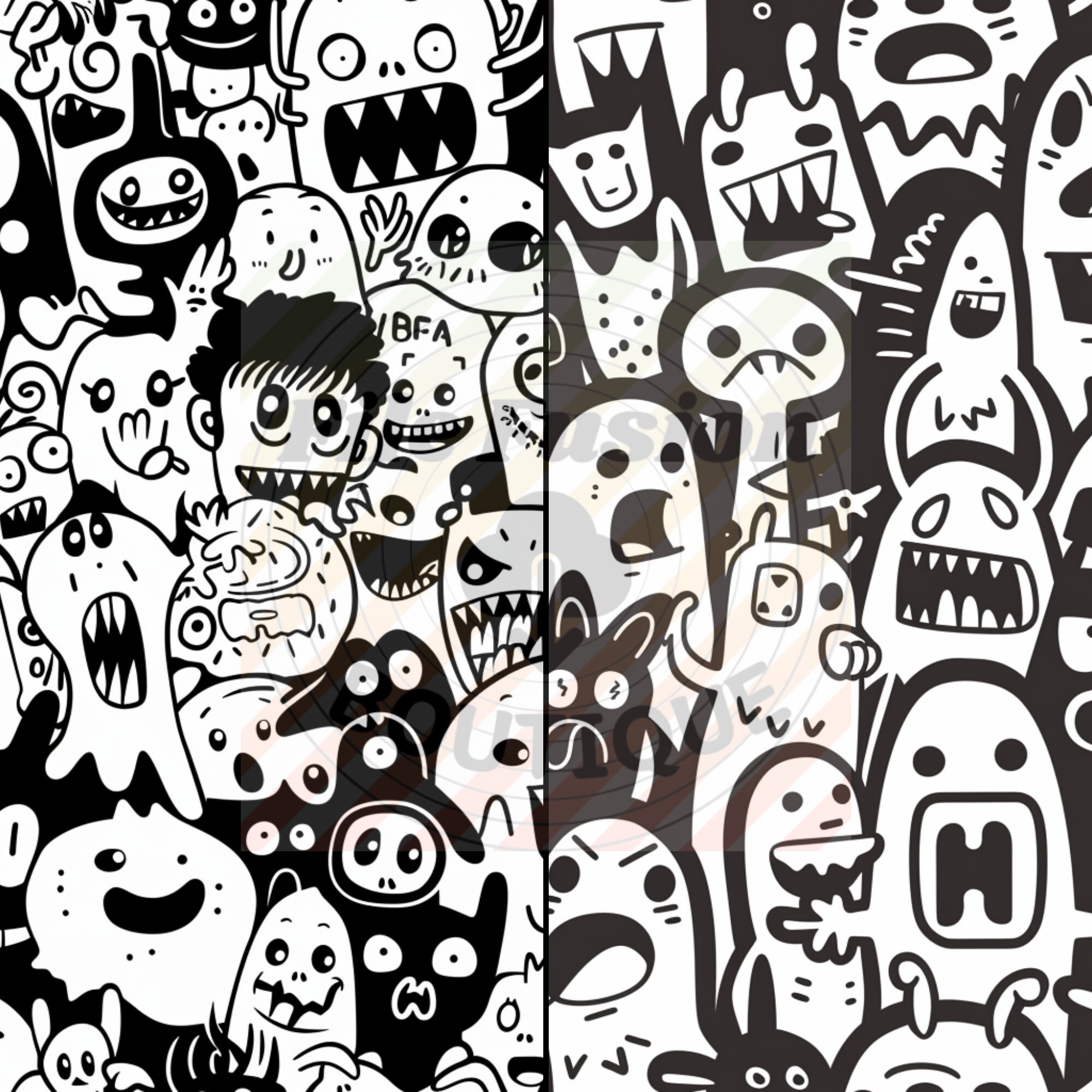 Black and White Doodles Digital Paper, JPG, 12 Patterns, Doodles ...