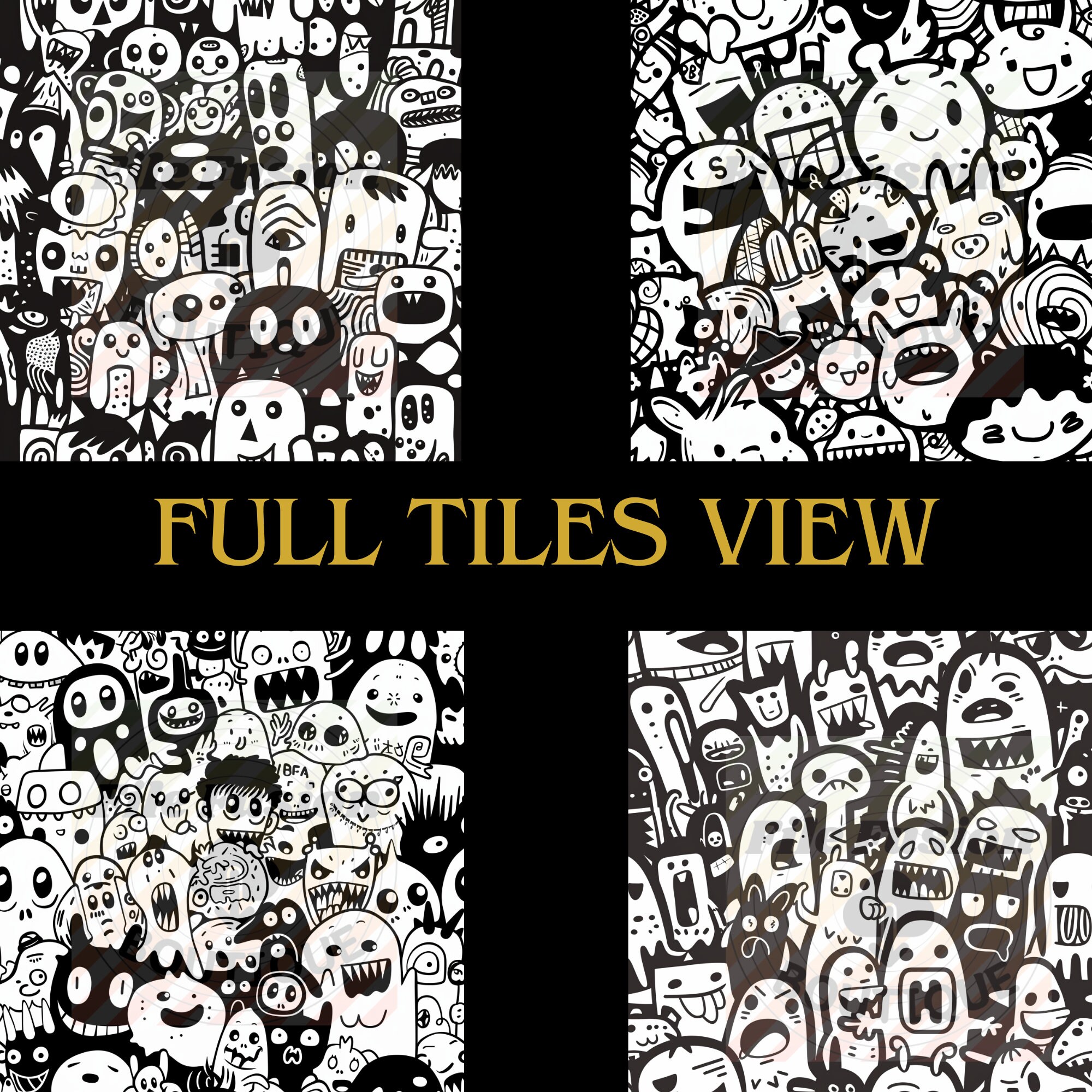 Black and White Doodles Digital Paper, JPG, 12 Patterns, Doodles ...