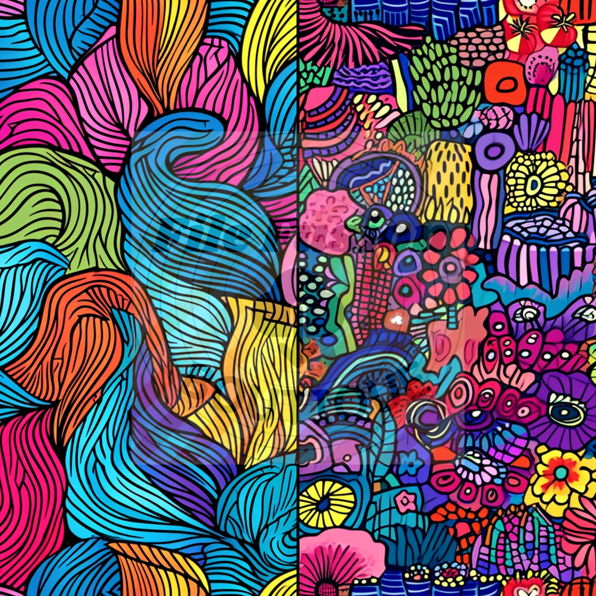 Colorful Doodles Digital Paper, JPG, 12 Patterns, Doodles Pattern ...