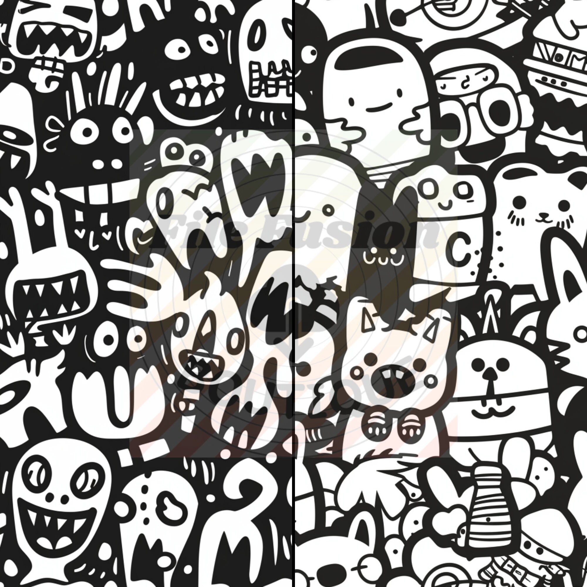 Black and White Doodles Digital Paper, JPG, 12 Patterns, Doodles ...
