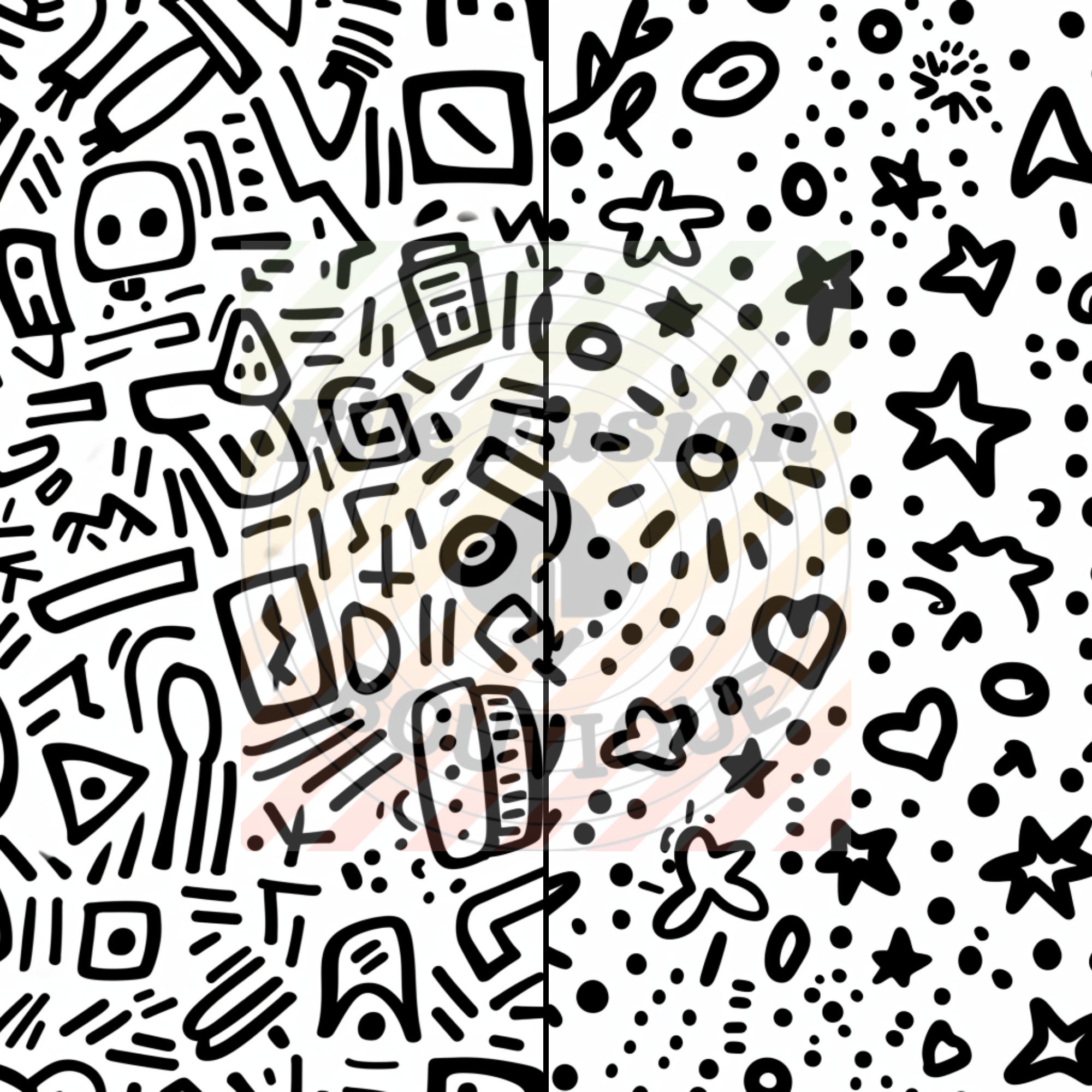 Black and White Doodles Digital Paper, JPG, 12 Patterns, Doodles ...