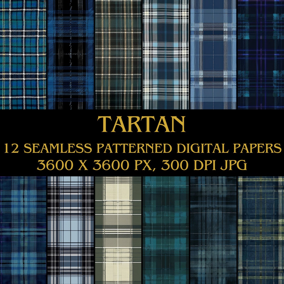 Tartan Pattern Digital Paper, JPG, 12 Patterns, Scottish Plaid Pattern ...