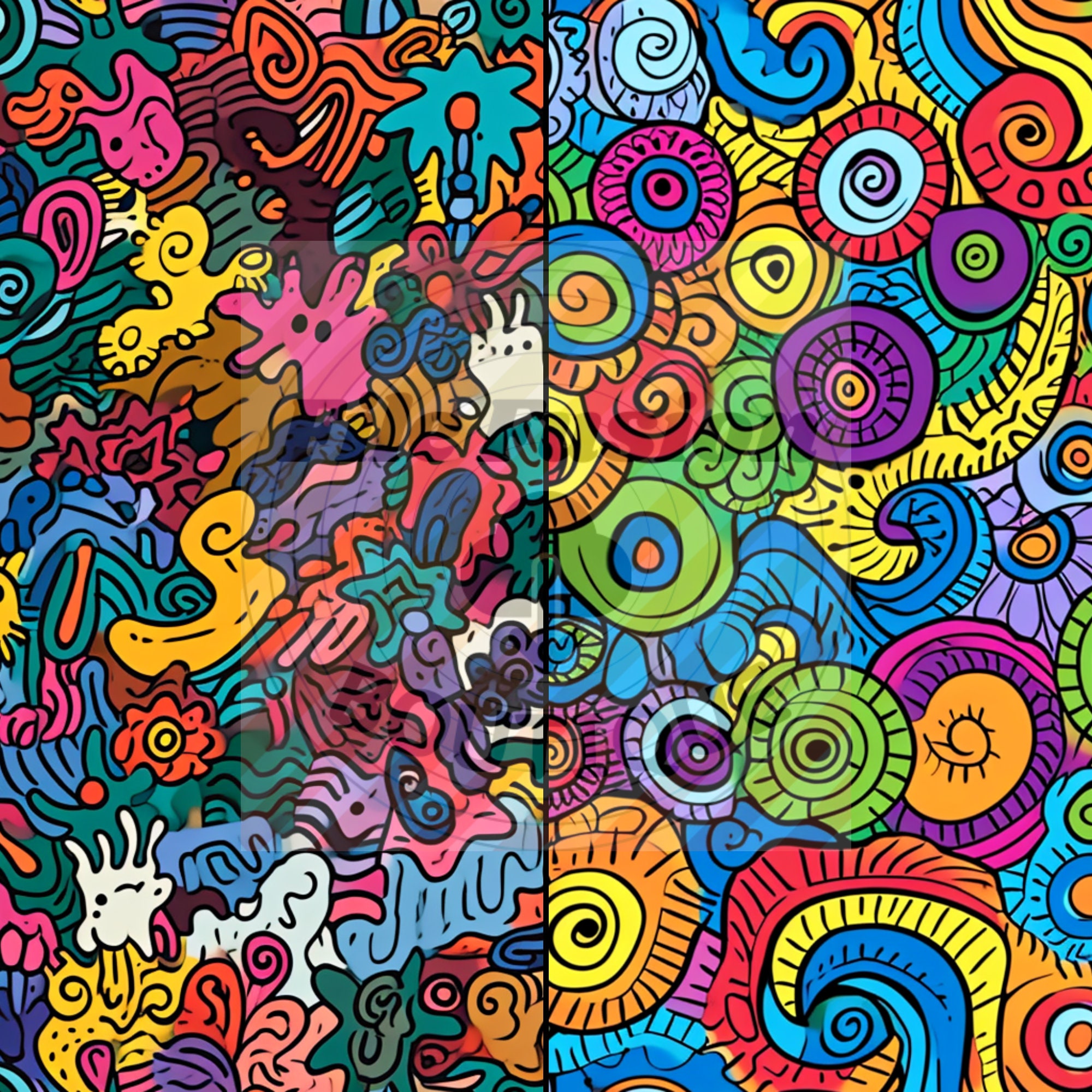 Colorful Doodles Digital Paper, JPG, 12 Patterns, Doodles Pattern ...